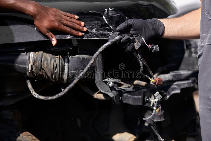 Two Friendly Professional Auto Mechanic during Work Stock Image - Image ...