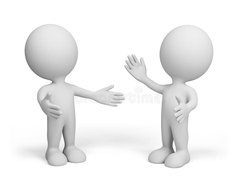 3d Small People - Meeting Two Friends Stock Illustration - Illustration ...