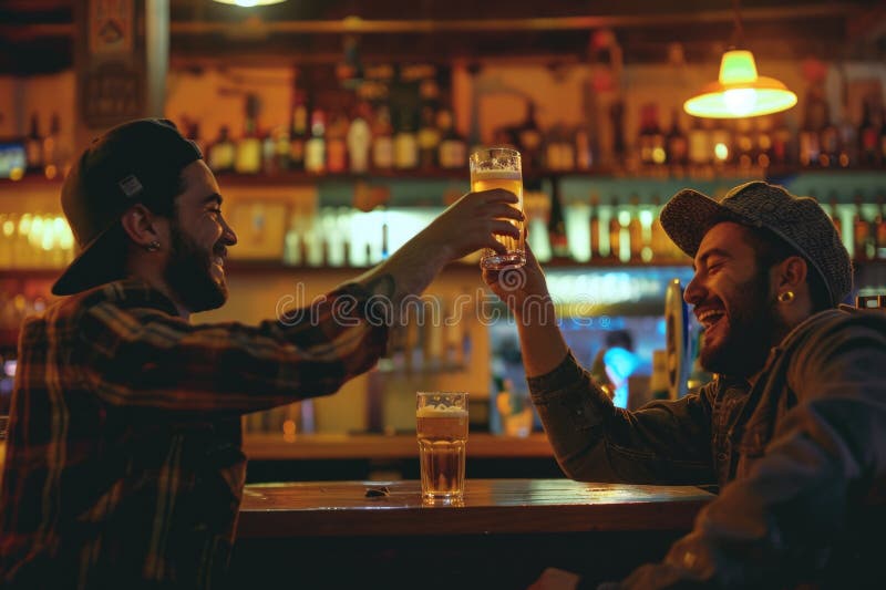 Two Friends Cheering Over Drinks at a Bar Stock Photo - Image of party ...