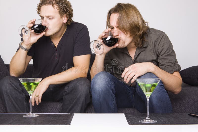 Two Friends Drinking at Home Stock Image - Image of grimacing, home ...