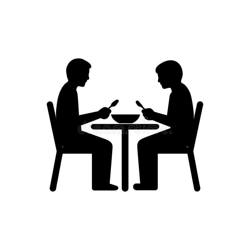 Two Friends Eating Together Icon Stock Vector - Illustration of ...