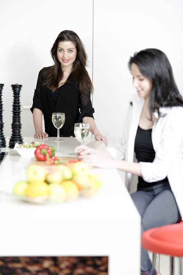 Two Friends in a Kitchen Cooking Stock Photo - Image of house, cutting ...