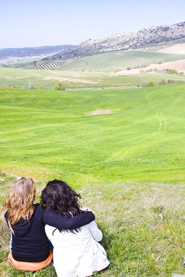 Two friends in a meadow stock image. Image of fields, beauty - 4812327
