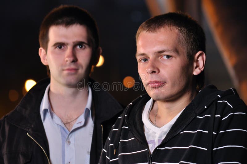Two Friends at Night Street Stock Photo - Image of dusk, intelligence ...
