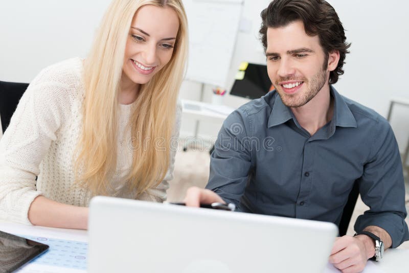 Two Friends or Partners Working in the Office Stock Image - Image of ...