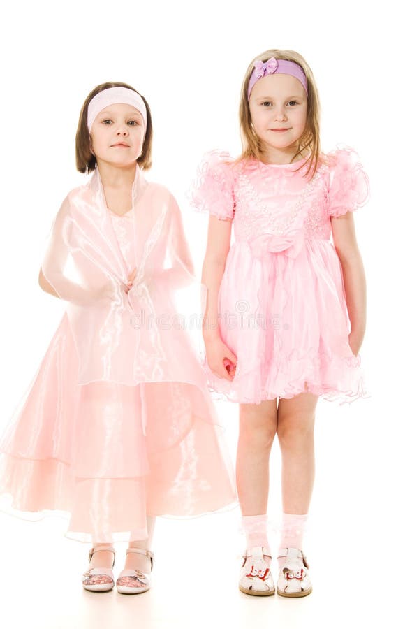 Two Friends in a Pink Dress Stock Image - Image of group, cheerful ...