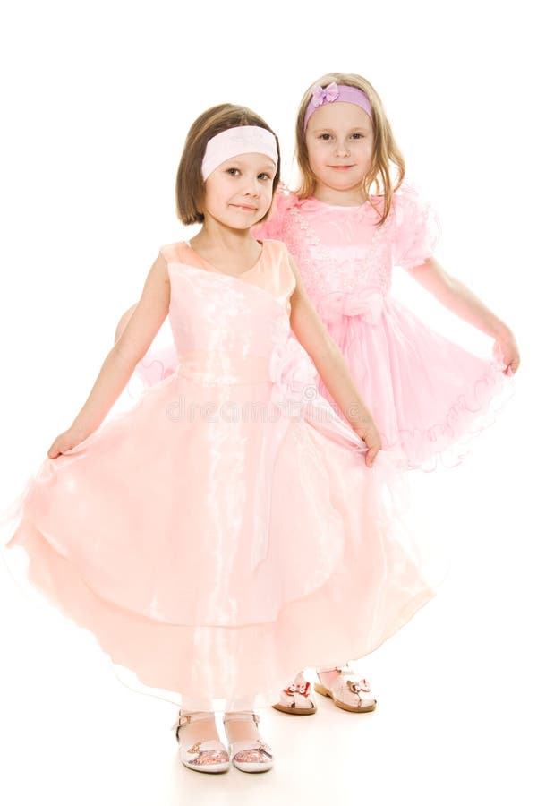 Two Friends in a Pink Dress Stock Image - Image of group, cheerful ...