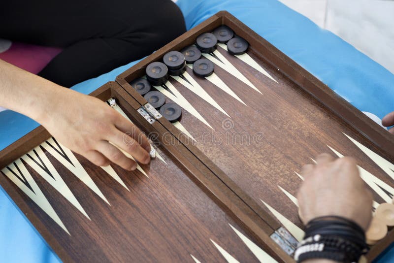 Two Friends Playing Backgammon at Home Stock Image - Image of ...