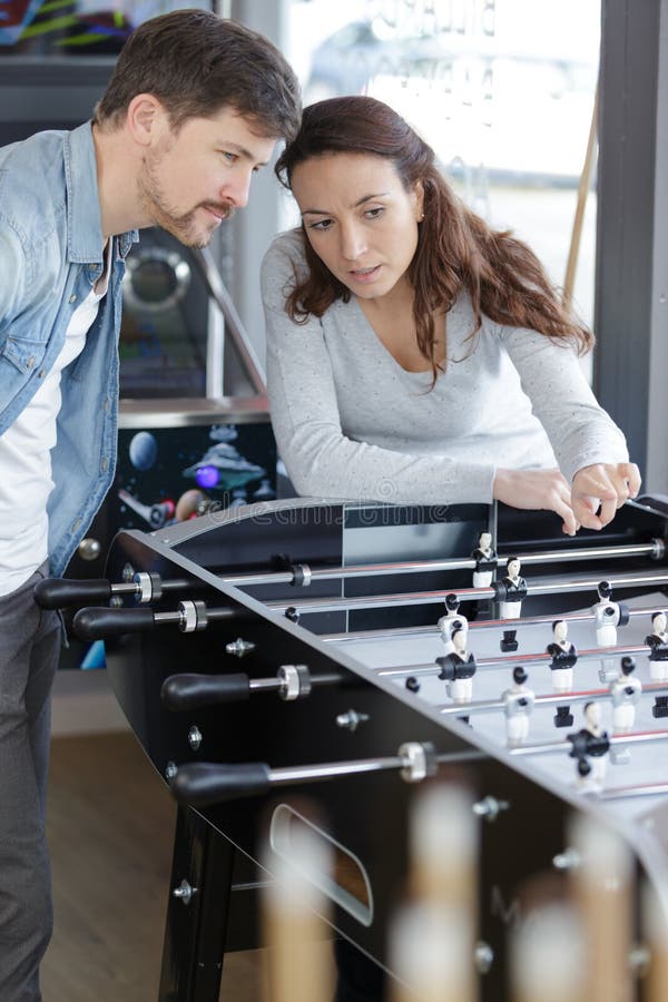 Two Friends Playing Table Football Stock Photo - Image of serviceman ...