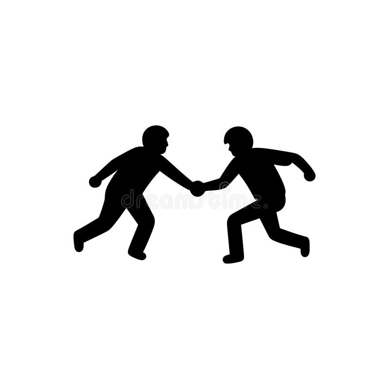 Two Friends Playing Tag Icon Stock Vector - Illustration of activity ...