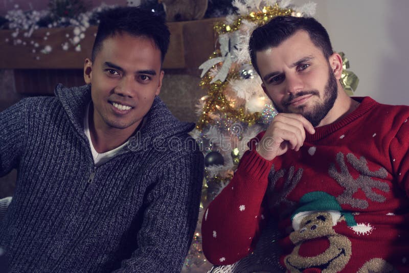 Two Friends Posing for Christmas Stock Image - Image of adult, posing ...