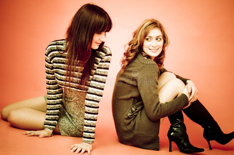 Girlfriends relax. stock photo. Image of bold, girls, glossy - 1862512