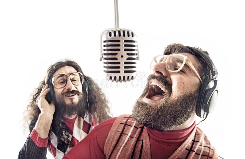 Two Friends Singing a Karaoke Stock Image - Image of bizarre, caucasian ...
