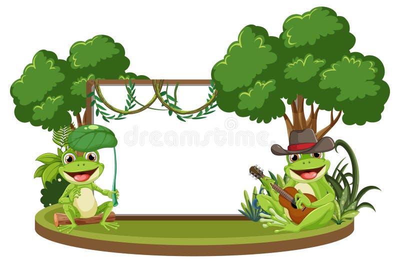 Two frogs playing music stock vector. Illustration of entertainment ...