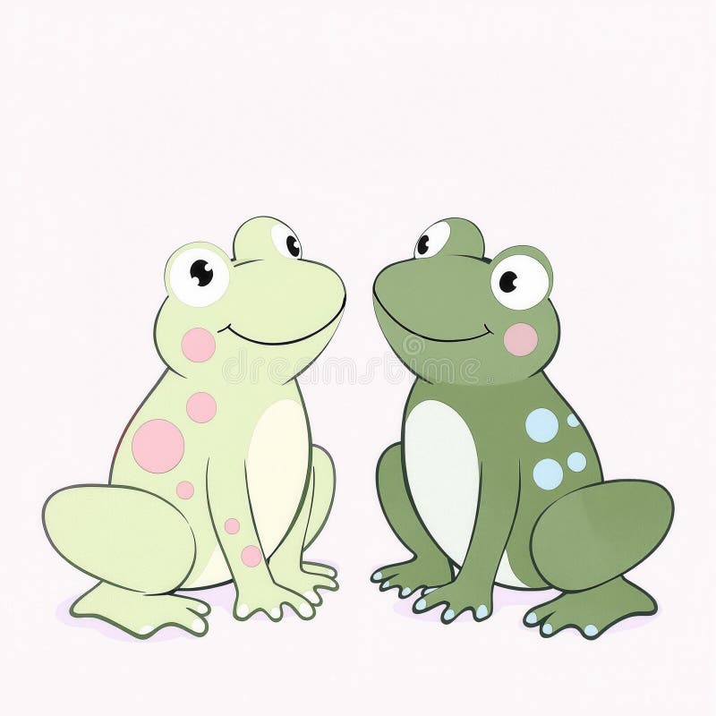 Two Frogs are Sitting Next To Each Other Stock Illustration ...