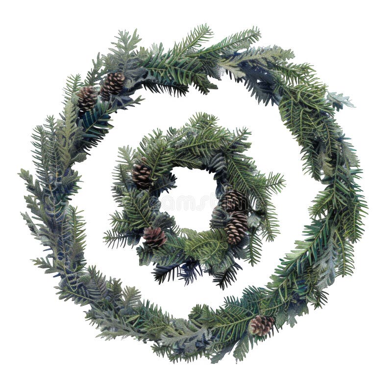 Two Frosted Pine Wreaths with Pine Cones Stock Image - Illustration of ...