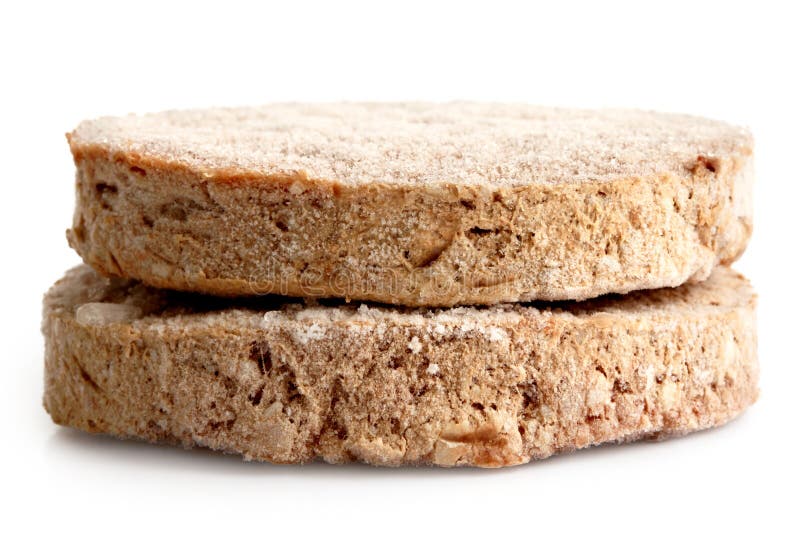 Two Frozen Hamburger Patties on White. Stock Photo - Image of isolated ...