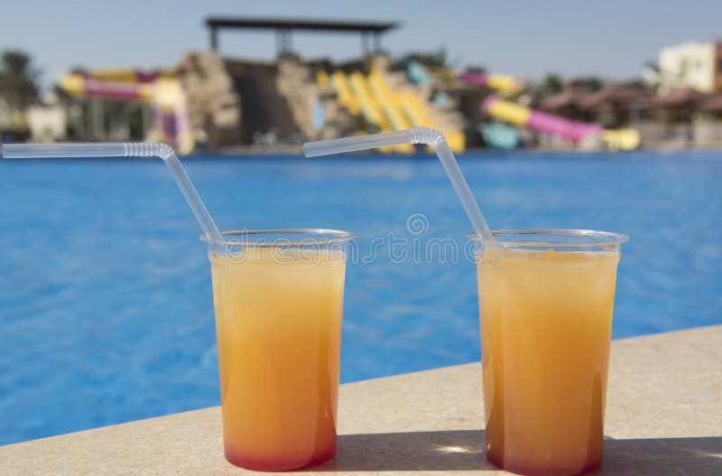 Cocktail Drinks by a Swimming Pool Stock Image - Image of cocktail ...
