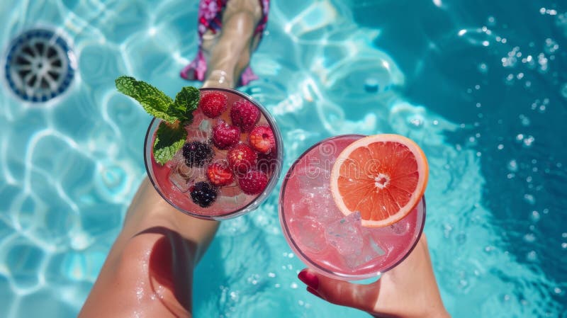 The Poolside Refreshing Cocktails. AI Generated Stock Illustration ...