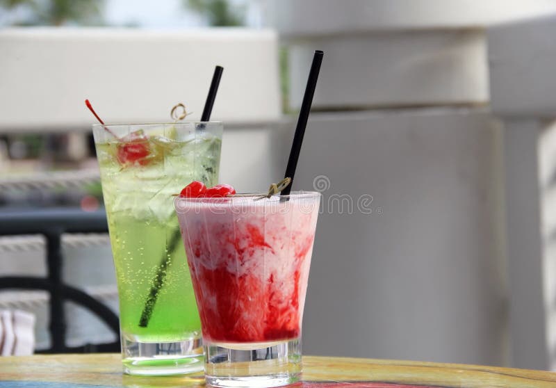 Two Fruity Drinks with Cherries on Top Stock Image - Image of fruit ...