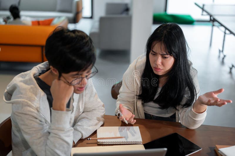 Two Frustrated Students are Having a Problem with Their Project and ...