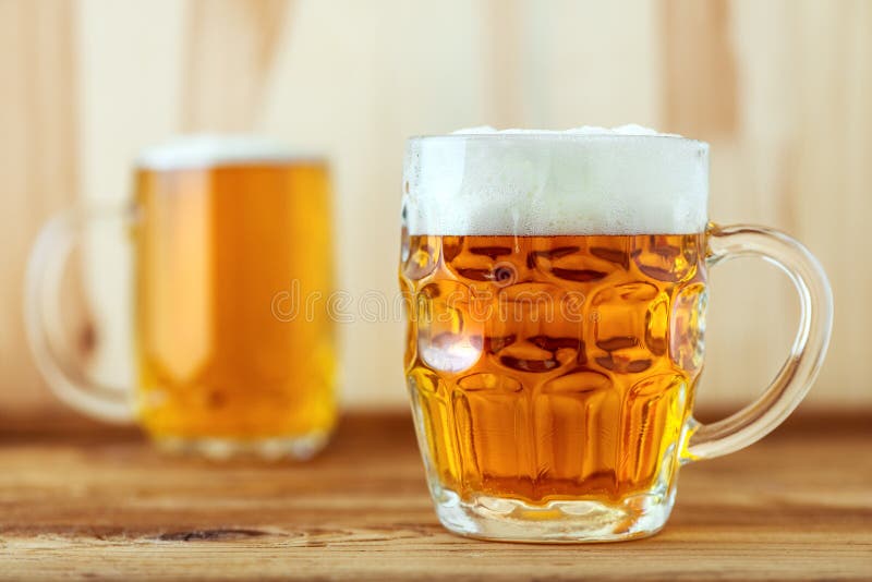 Two Full Jugs of Beer on Bar Counter Stock Photo - Image of drink ...