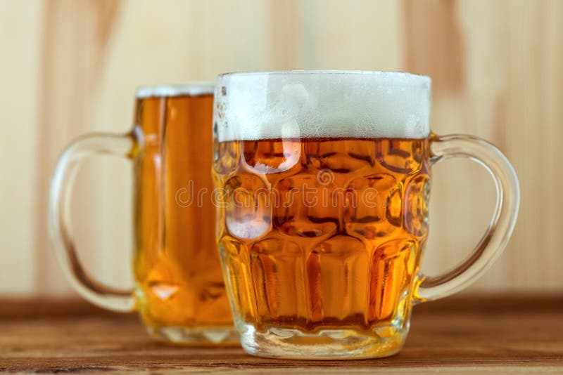 Two Full Jugs of Beer on Bar Counter Stock Image - Image of refreshment ...