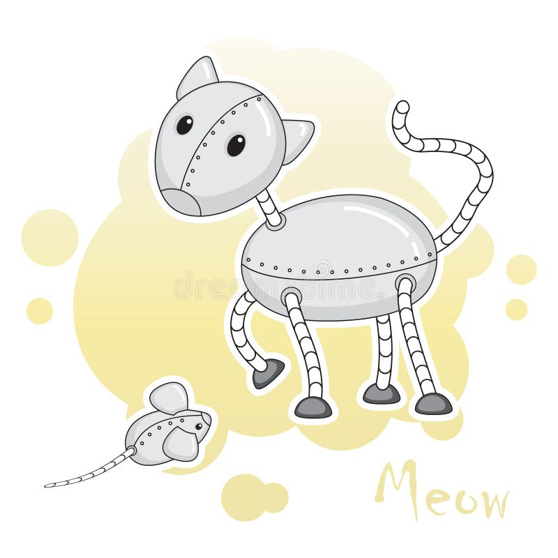 Two Funny Animal-robots, Cat and Mouse. Stock Vector - Illustration of ...
