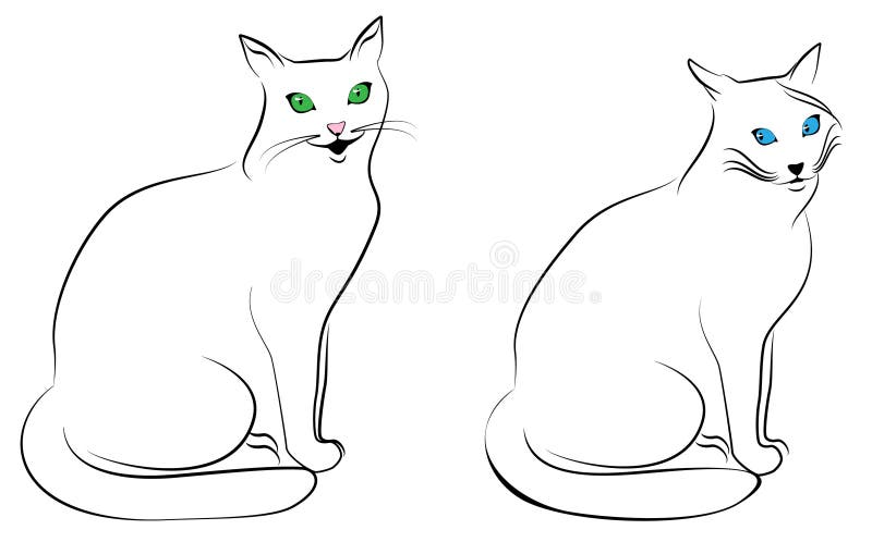 Line Drawing Two Cats Stock Illustrations – 106 Line Drawing Two Cats ...