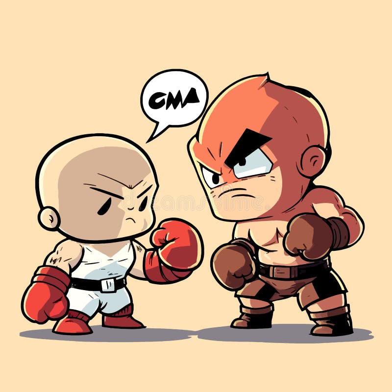 Two Funny Chibi Characters Boxing Stock Illustration - Illustration of ...