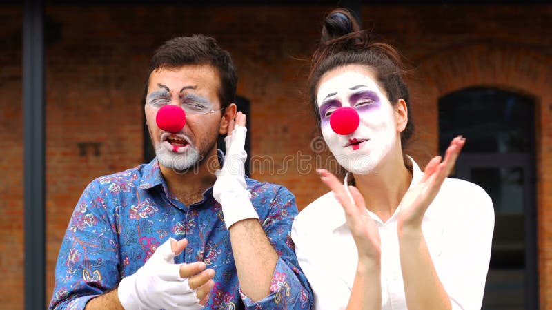 Two Funny Clowns Clapping Outdoor Stock Footage - Video of mimes, funny ...