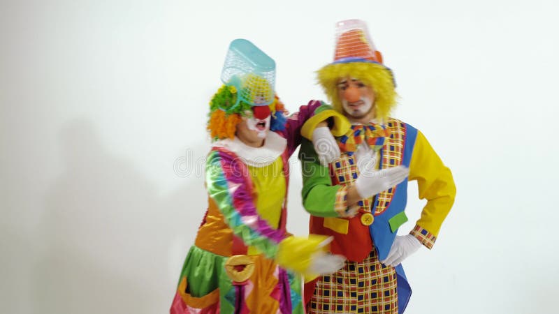 Two Funny Clowns Holding Thumbs Stock Footage - Video of performing ...