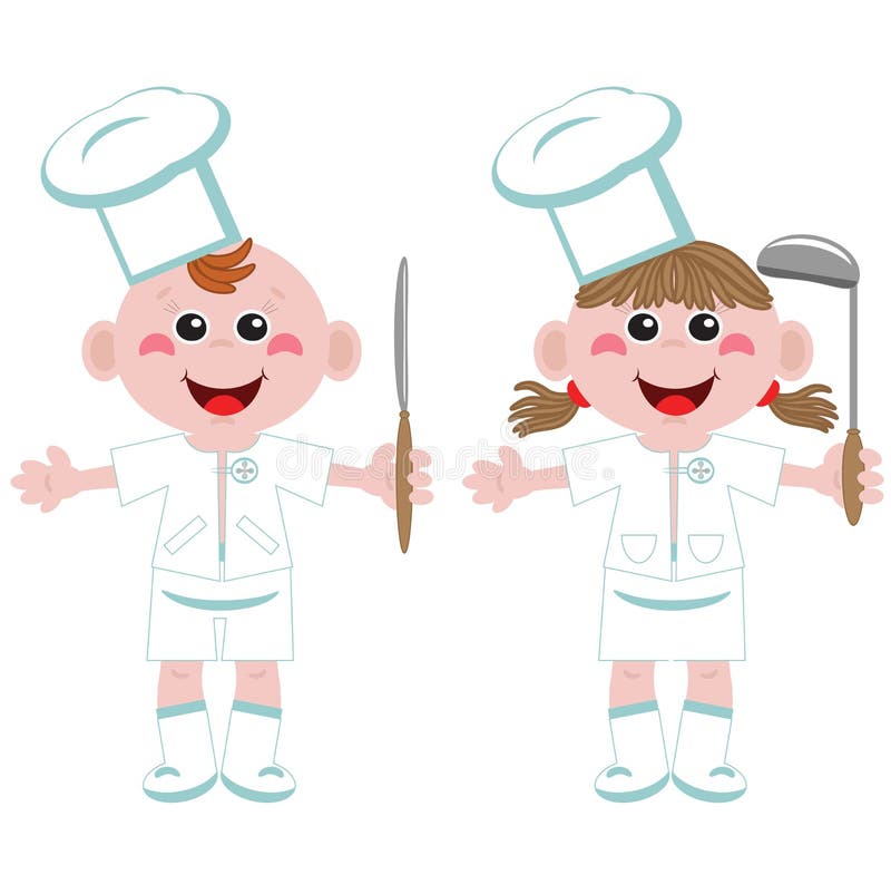 Two funny cooks stock vector. Illustration of girl, sketch - 24743154