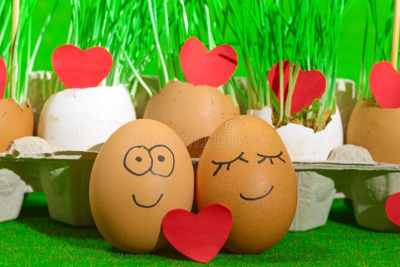 Two Funny Eggs Celebrating Easter Stock Image - Image of funny, cartoon ...