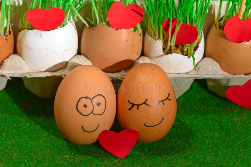 Two Funny Eggs Celebrating Easter Stock Photo - Image of happiness ...