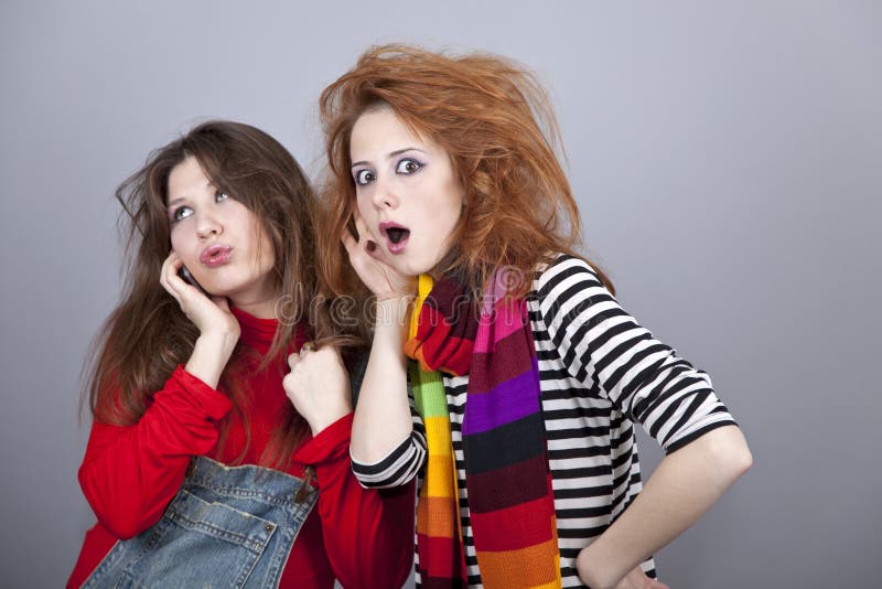 Two funny girls. stock image. Image of people, face, girl - 18234225