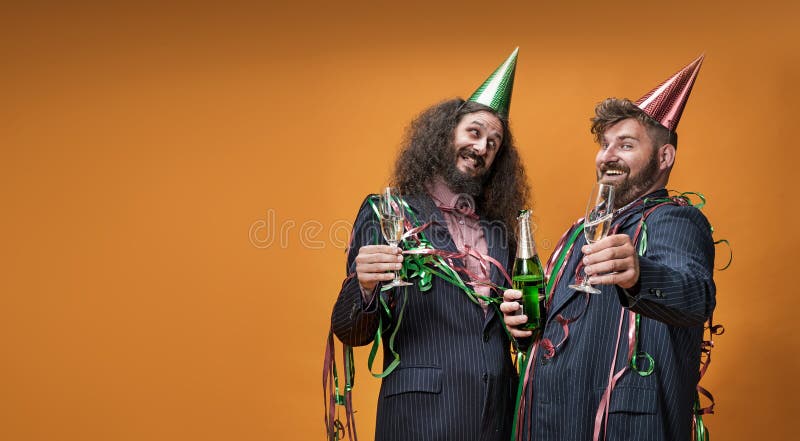 Two Funny Guys Celebarting a Success Stock Photo - Image of male ...
