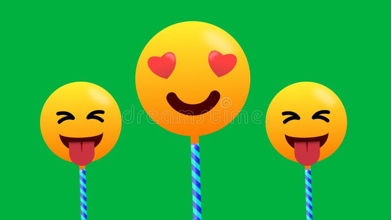 Two Funny and on Heart Eye Expression Emoji Stick Stock Illustration ...