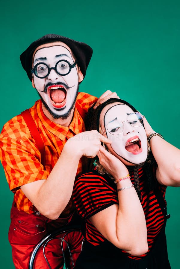 Mimes posing for a photo stock image. Image of imaginary - 129362465