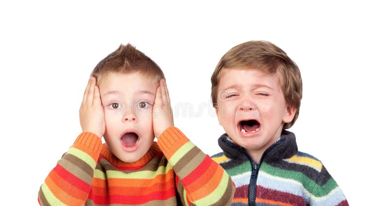 Two Funny Small Brothers Showing Emotions Stock Image - Image of ...