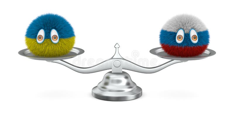 Two Furry Monsters and Scale on White Background. Isolated 3D ...