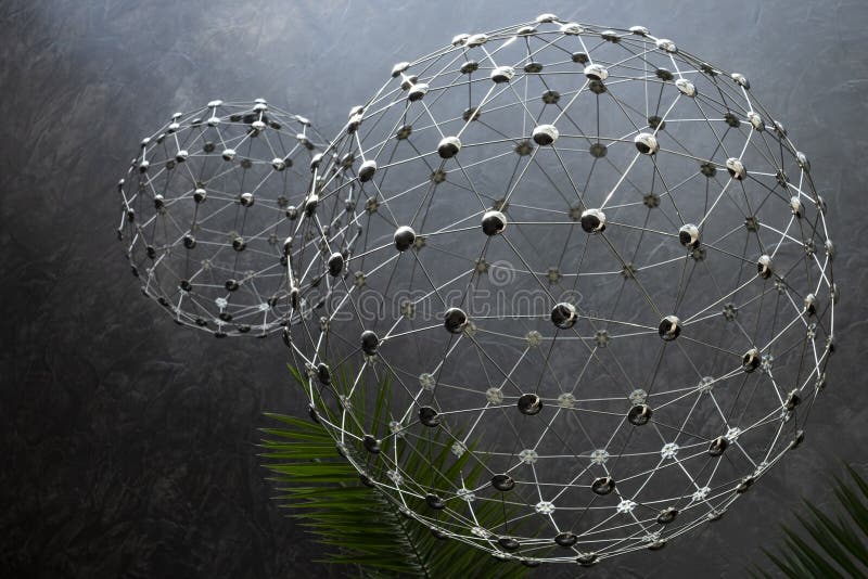 Two Futuristic Spheres on a Gray Background Stock Photo - Image of ...