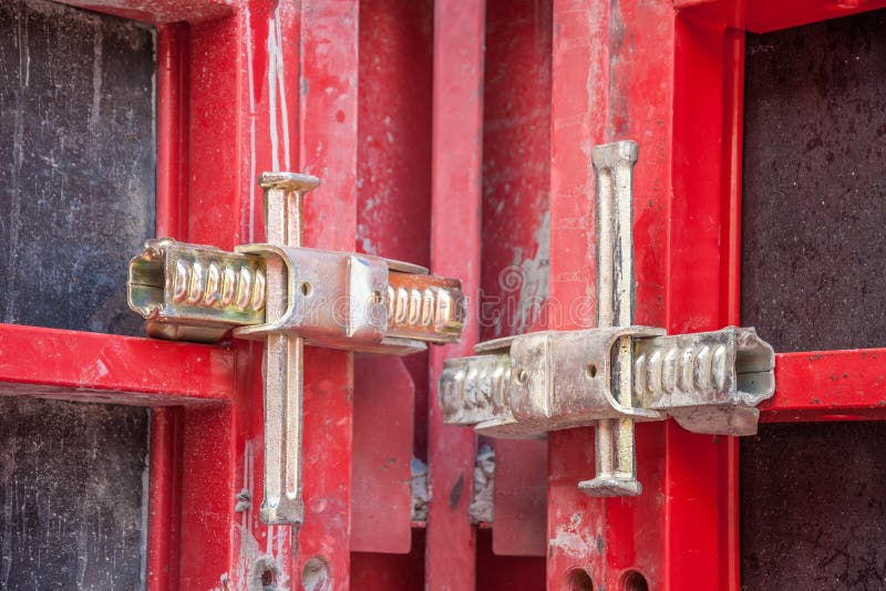 Two Galvanized Clamps Connect the Formwork Stock Image - Image of site ...