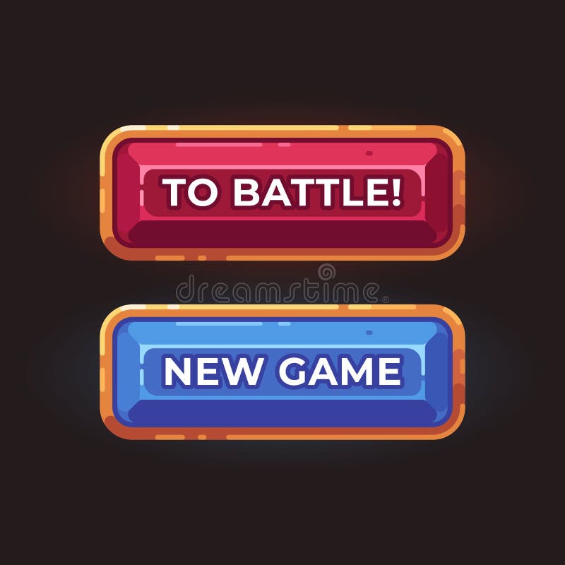 Two Game Buttons Flat Illustration. Game Interface Elements. Stock ...