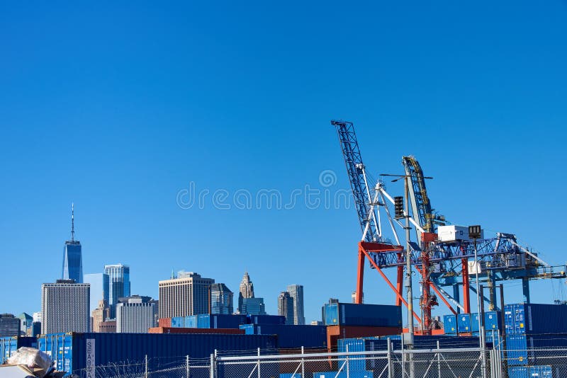Two Gantry Cranes and a Warehouse at the Red Hook Container Terminal ...