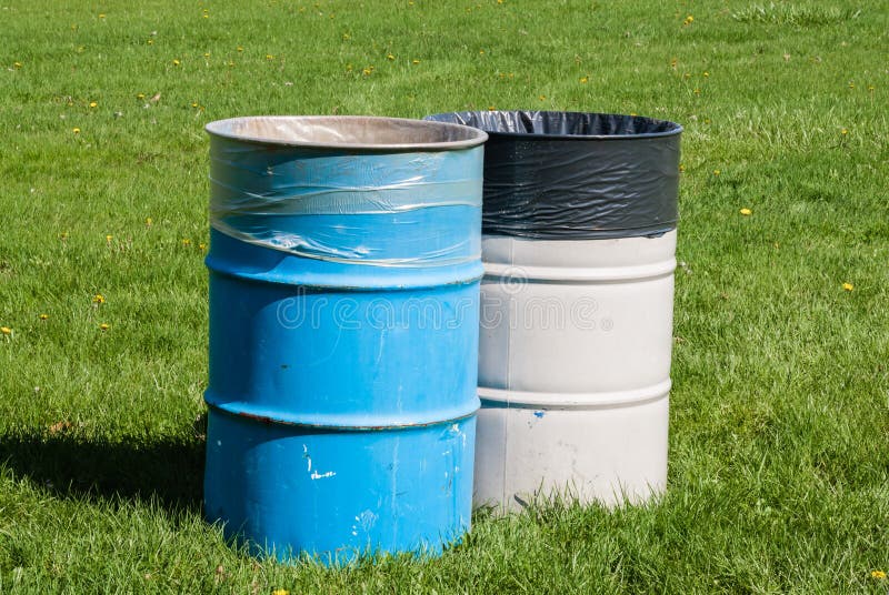 Row of garbage cans stock photo. Image of refuse, blue - 754984