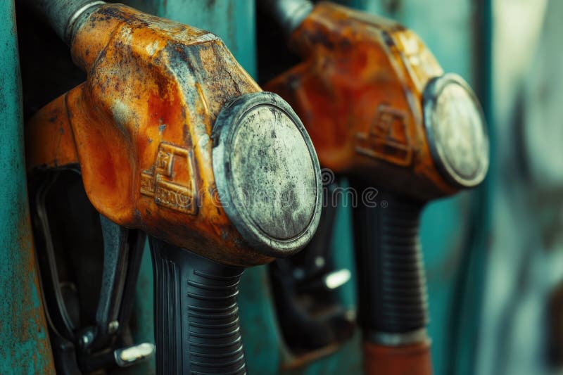 Two Gas Pumps Sit Adjacent To Each Other, Ready for Use Stock Photo ...