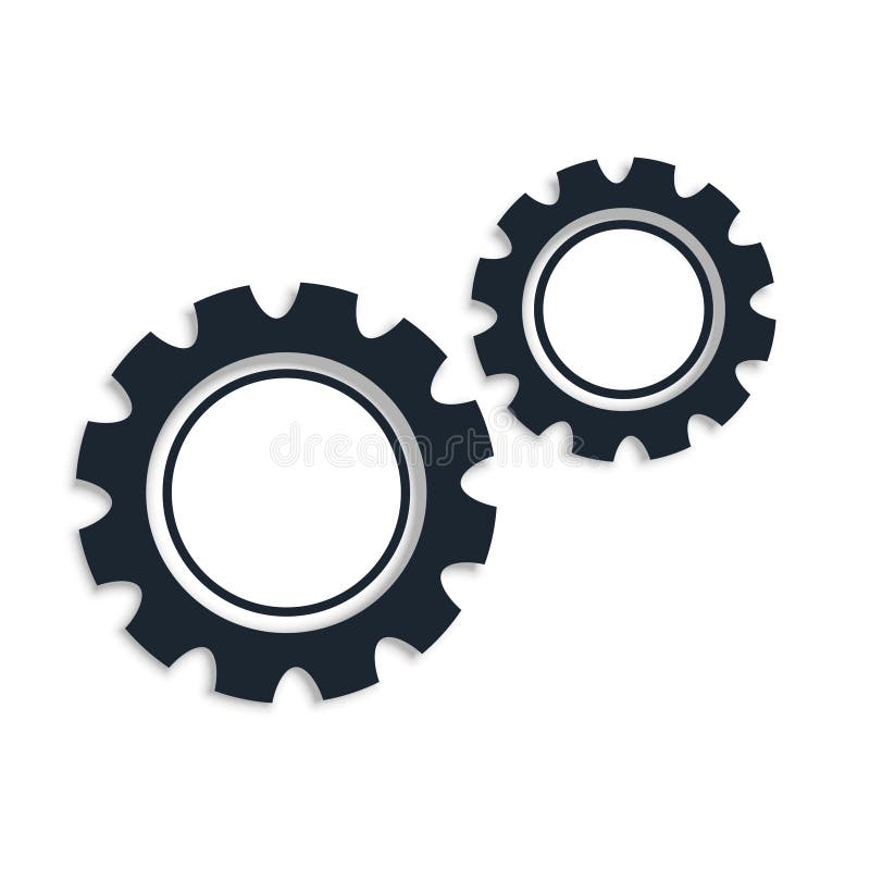 Two Gear Icons on White Background Design Stock Vector - Illustration ...