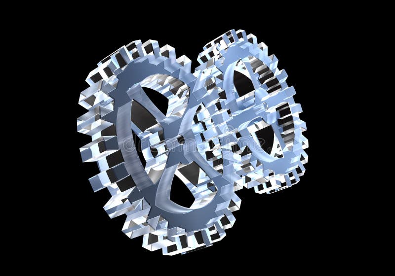 Two gears in glass (3D) stock illustration. Illustration of combine ...