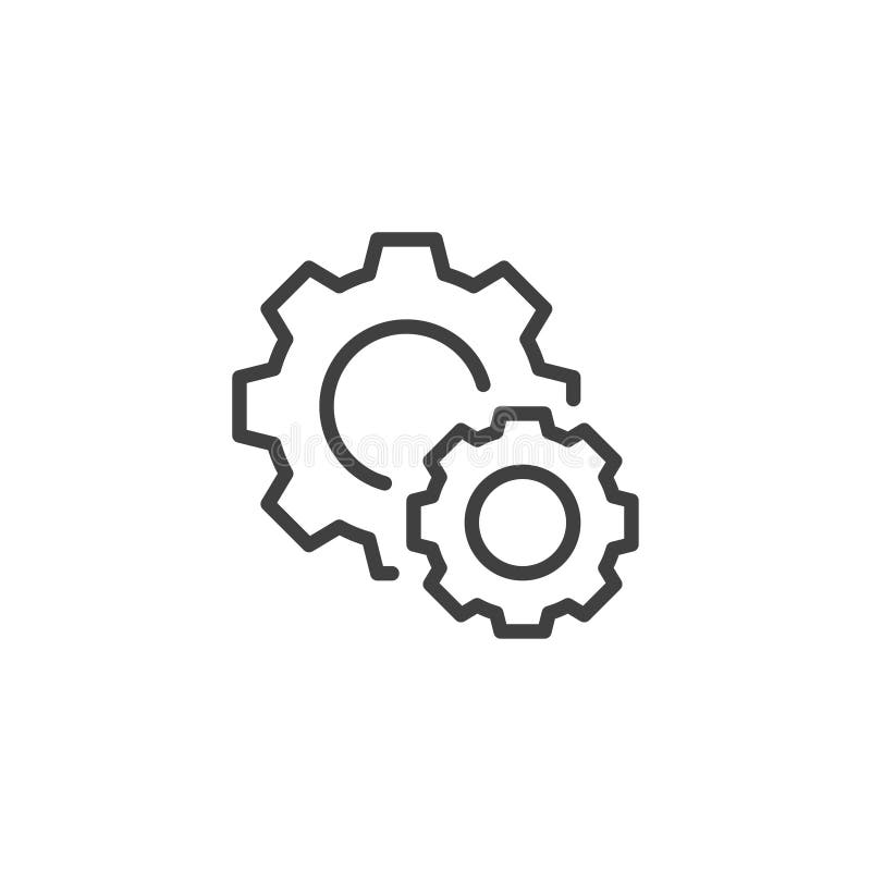 Gears Line Icon. Teamwork Cogwheel Sign. Working Process. Vector Stock ...